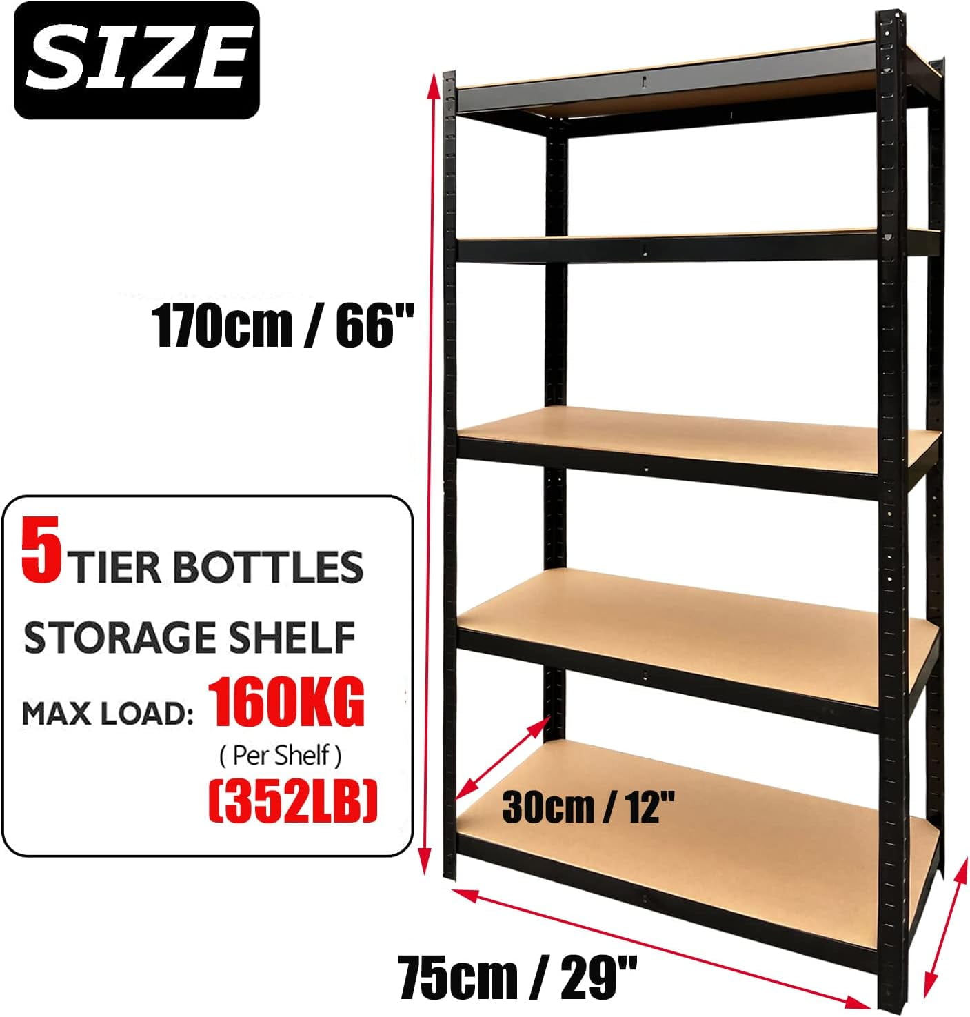 Shelving Units,5 Tier Garage Shelf Unit Metal Shelves Storage Boltless ...