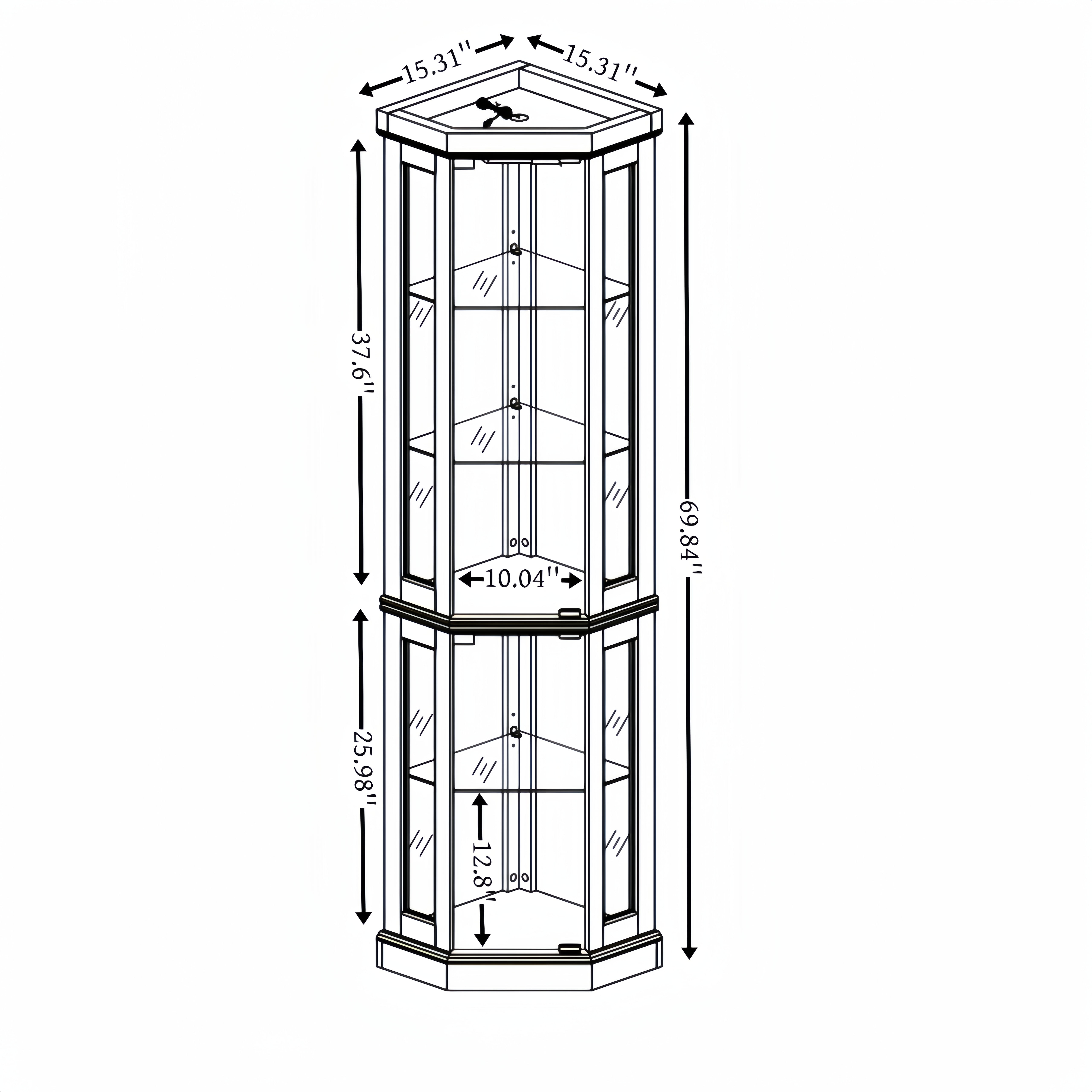 Shelving Units, Corner Glass Cabinet Lighted Curio Cabinet Corner ...