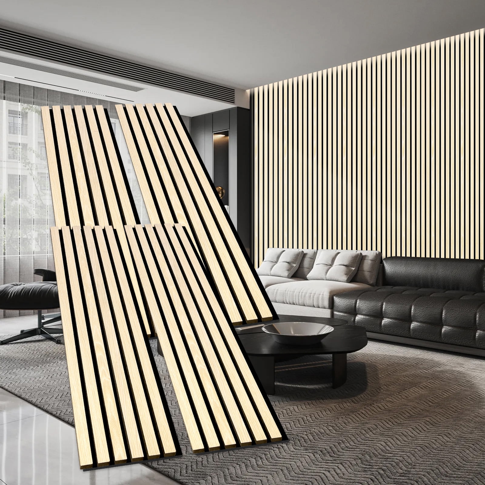 Shencaiou 4 Pack 3D Soundproofing Panel, Modern Advanced Wood ...