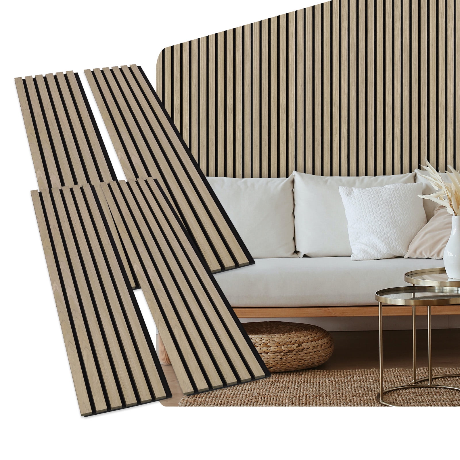 Shencaiou 4 packages of 3D Fluted Wood Soundproofing Panels, Wall and ...