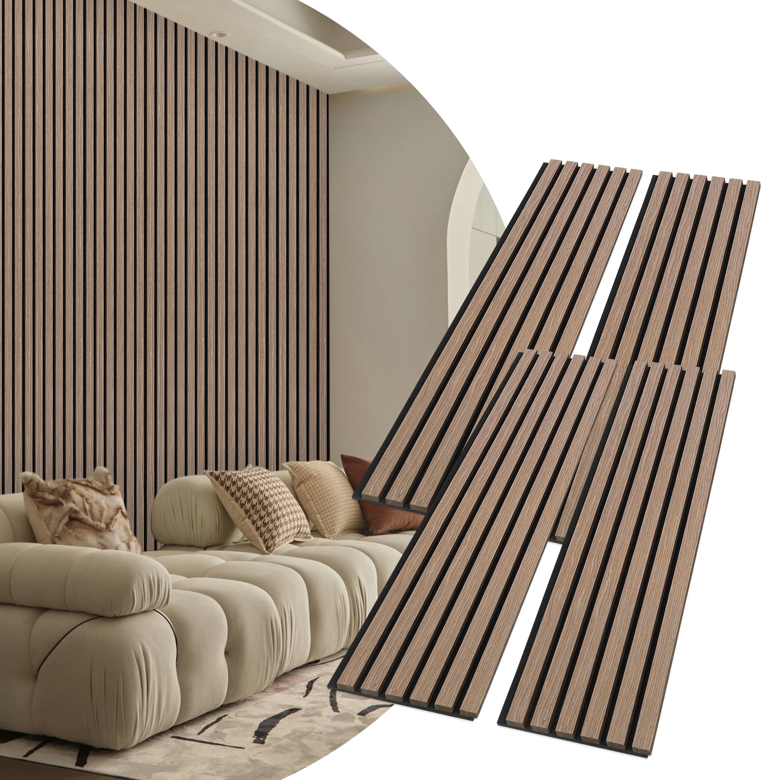 Shencaiou Acoustic Wood Wall Panels,4 Packages 47.24 x 12.2 Inches of ...