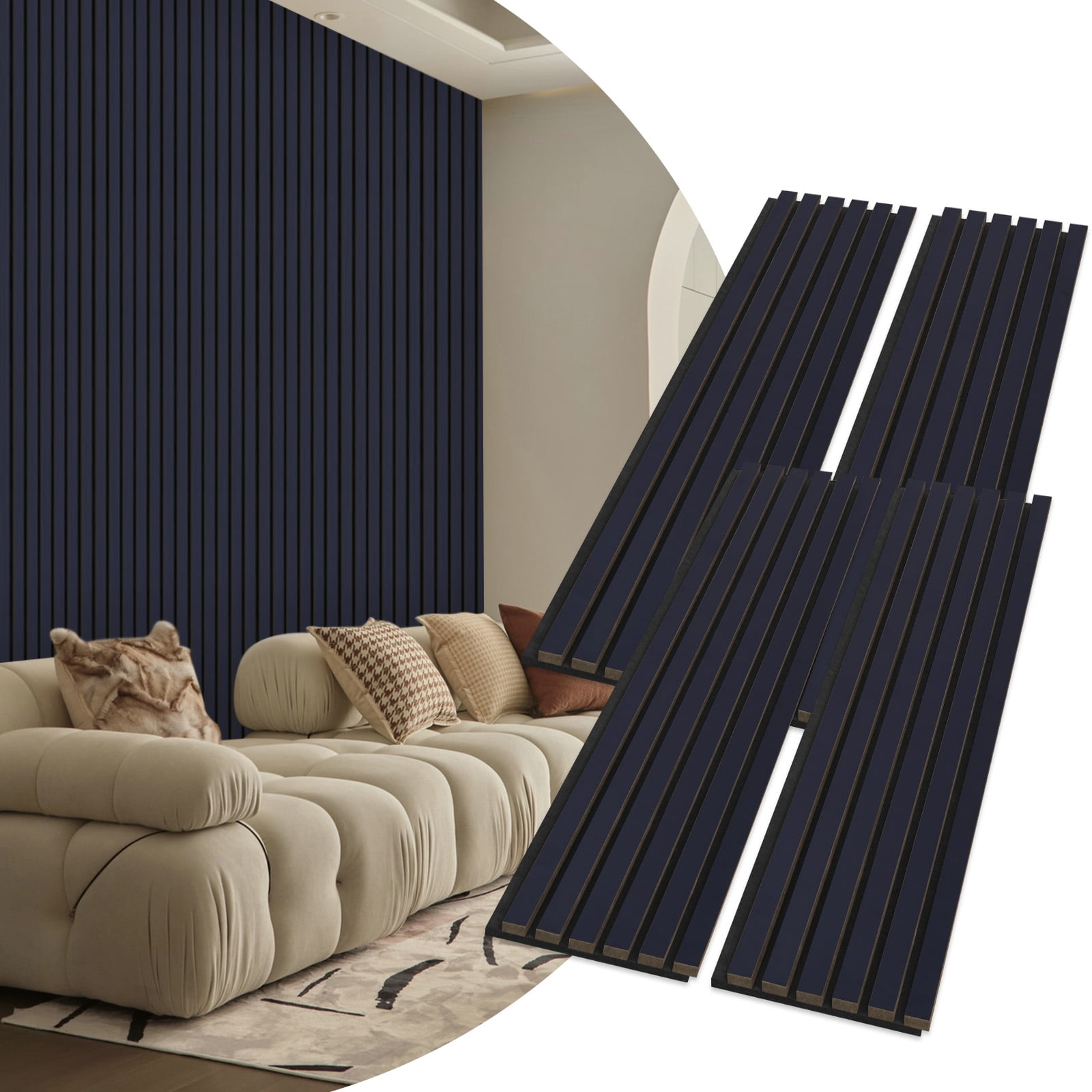 Shencaiou Acoustic Wood Wall Panels,4 Packages 47.24 x 12.2 Inches of ...