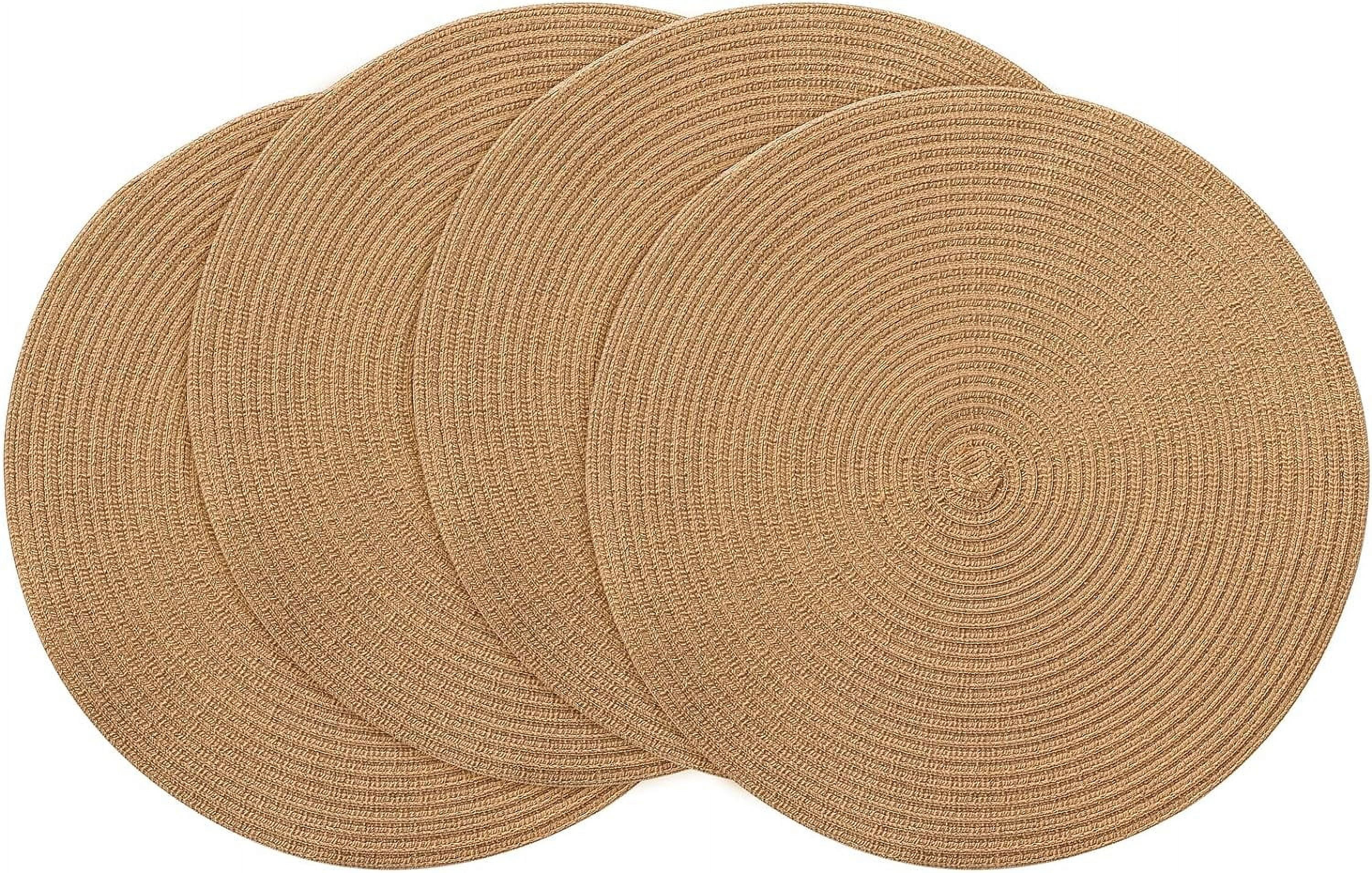 ShengRui 15 Inch Round Braided Placemats Set of 4, Washable Heat ...