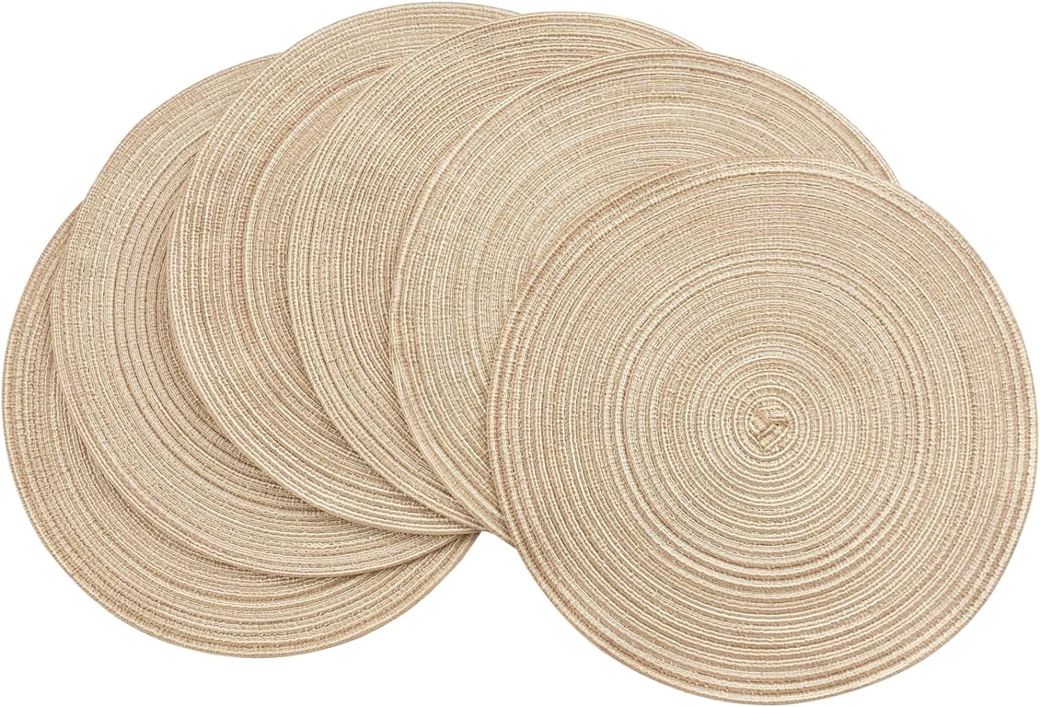 ShengRui 15 Inch Round Braided Placemats Set of 4, Washable Heat ...