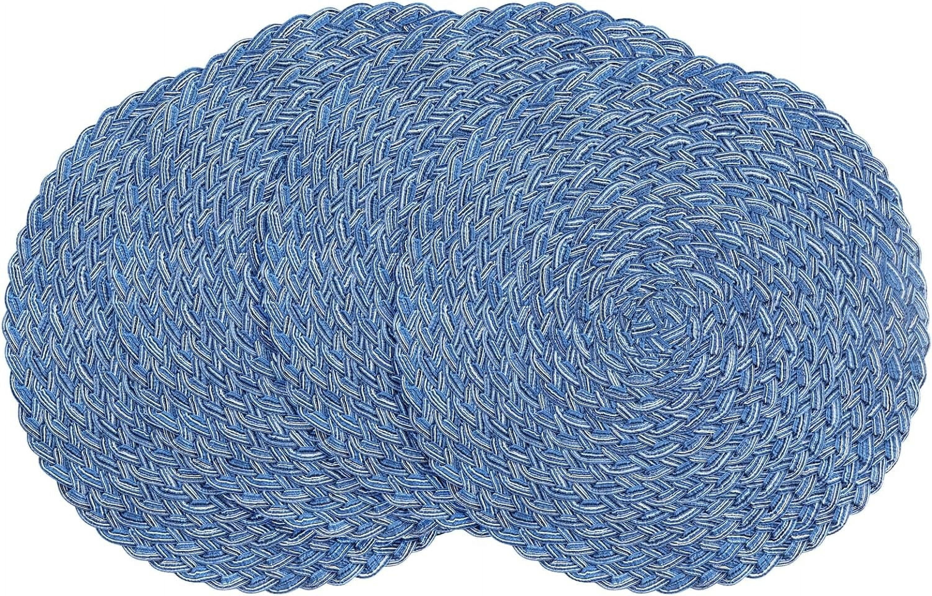 ShengRui 15 Inch Round Braided Placemats Set of 4, Washable Heat ...