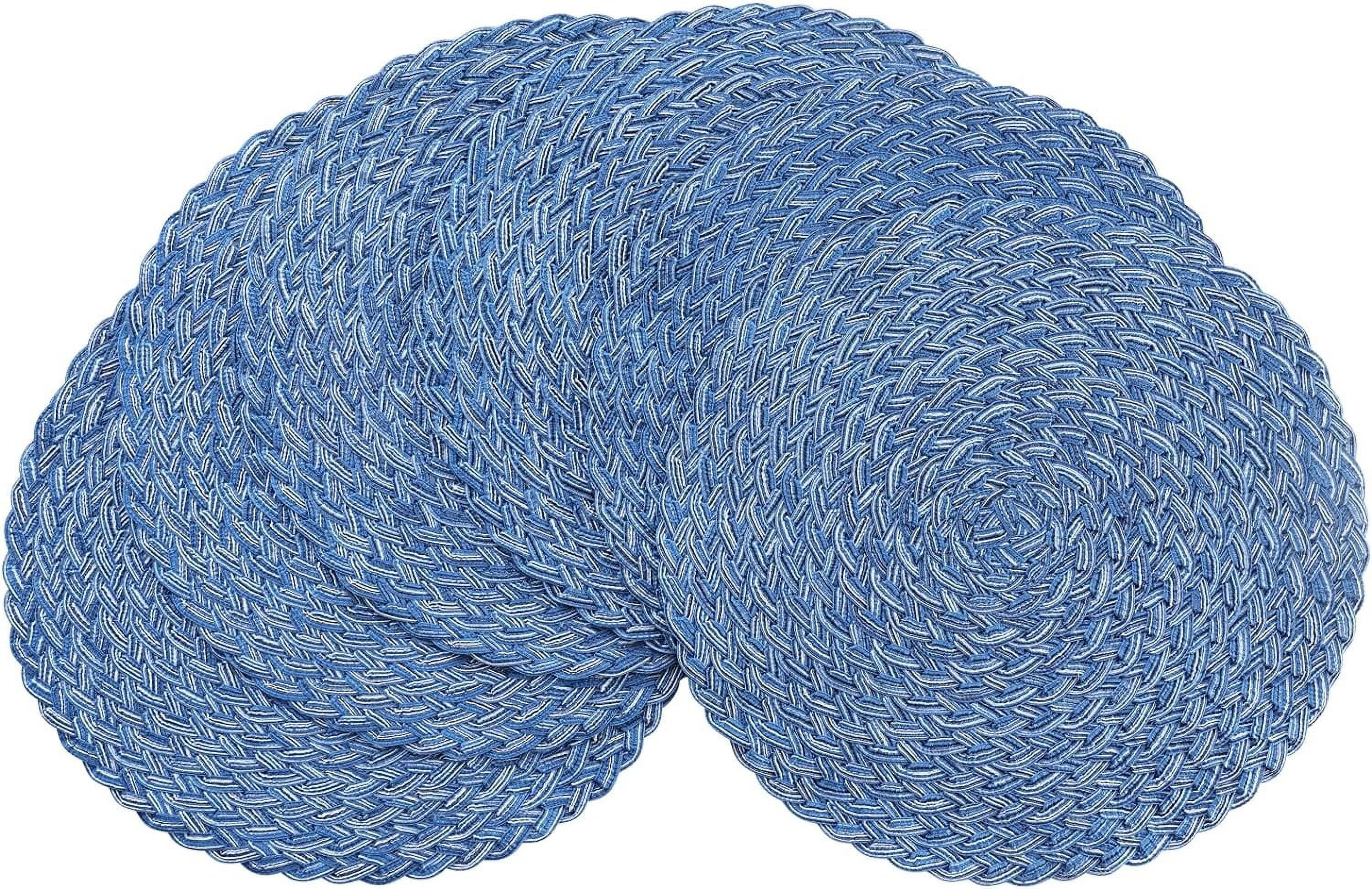 ShengRui 15 Inch Round Braided Placemats Set of 4, Washable Heat ...