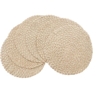 ONEFIND Set of 6 Round Placemats, 15 inch Beige Woven Table Mats, Heat ...