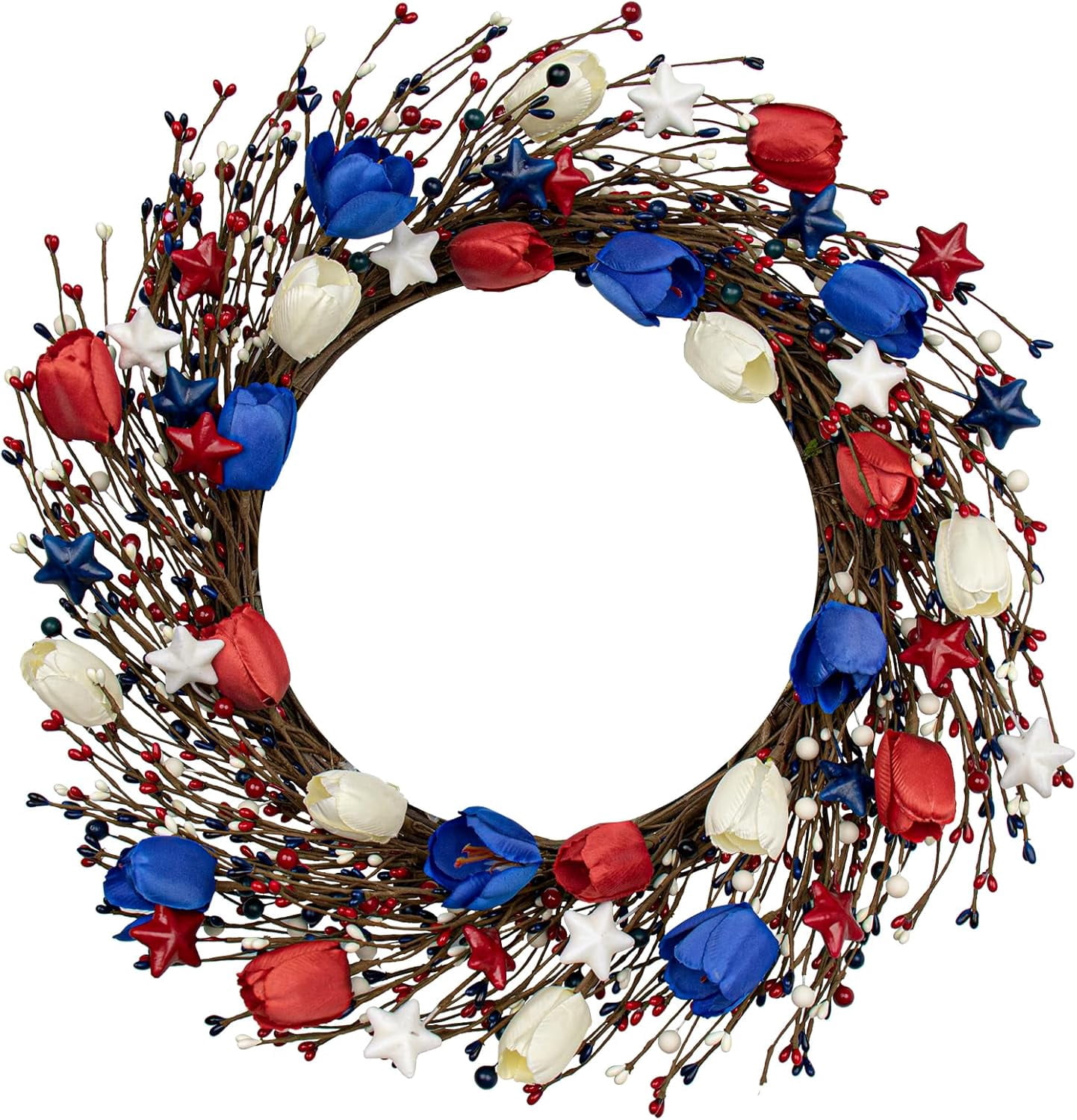 ShengRui 20 Inch 4th of July Wreath Patriotic Wreaths for Front Door ...