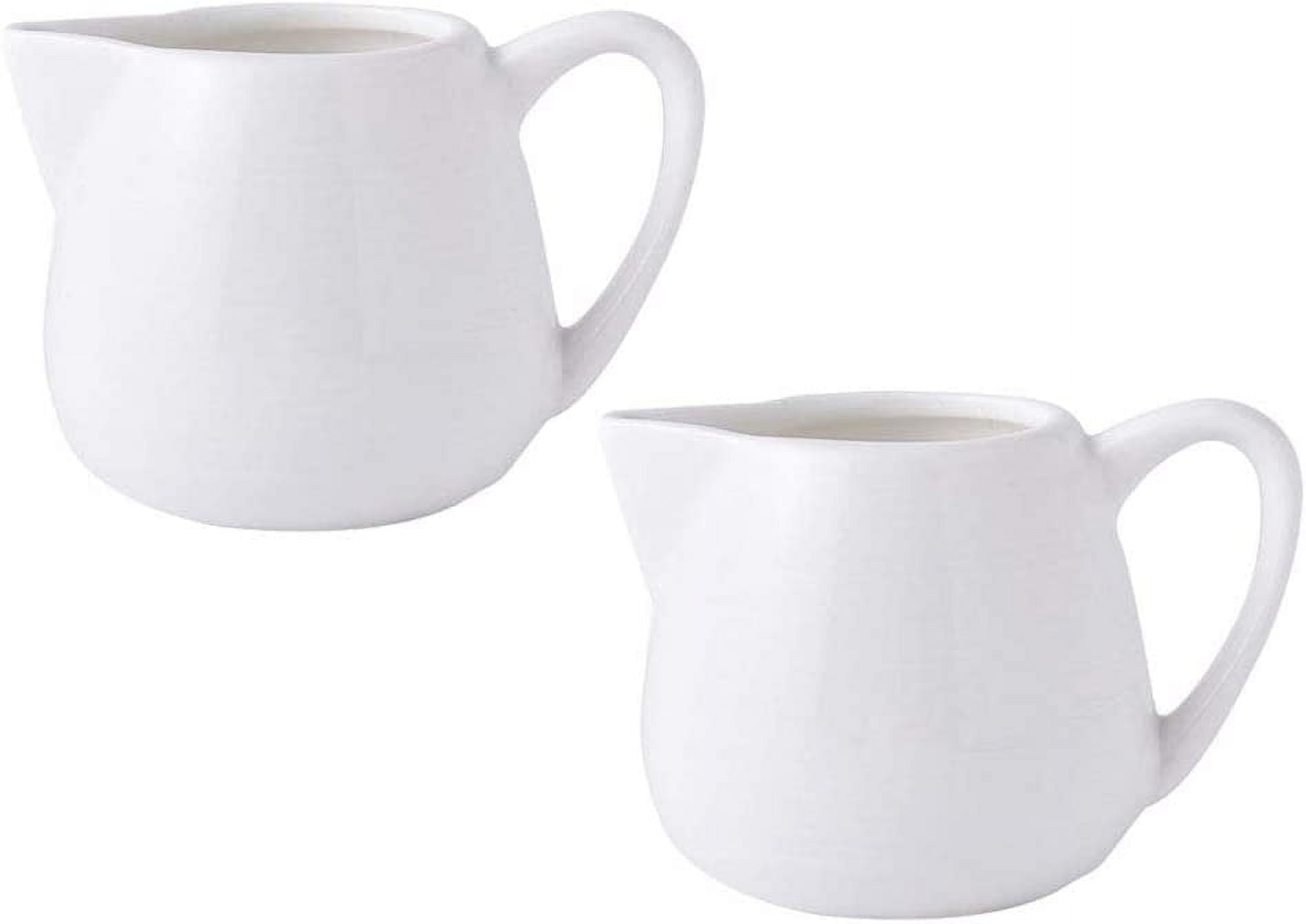 ShengRui 2pcs Mini Simple White Ceramic Creamer with Handle, Coffee ...