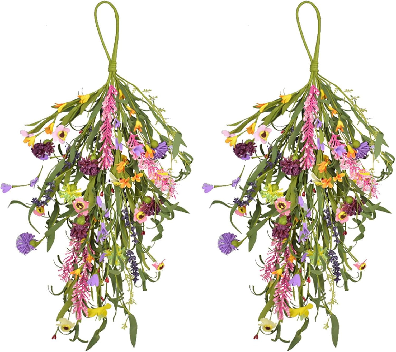 ShengRui Artificial Daisy Swag, Hanging Teardrop Wreath Lavender Wall ...