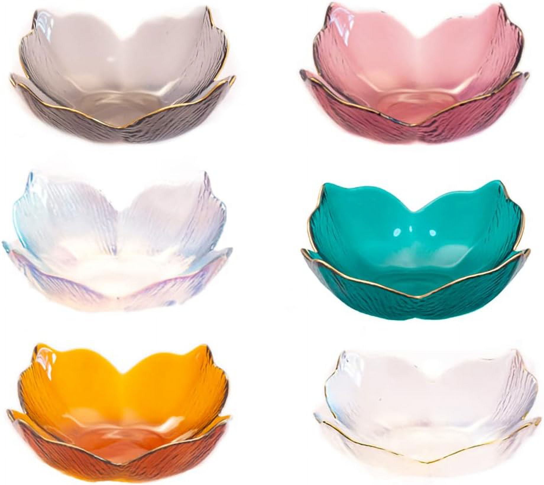 ShengRui Creative Flower Shaped Glass Bowl with Gold Trim, Dessert Bowl ...