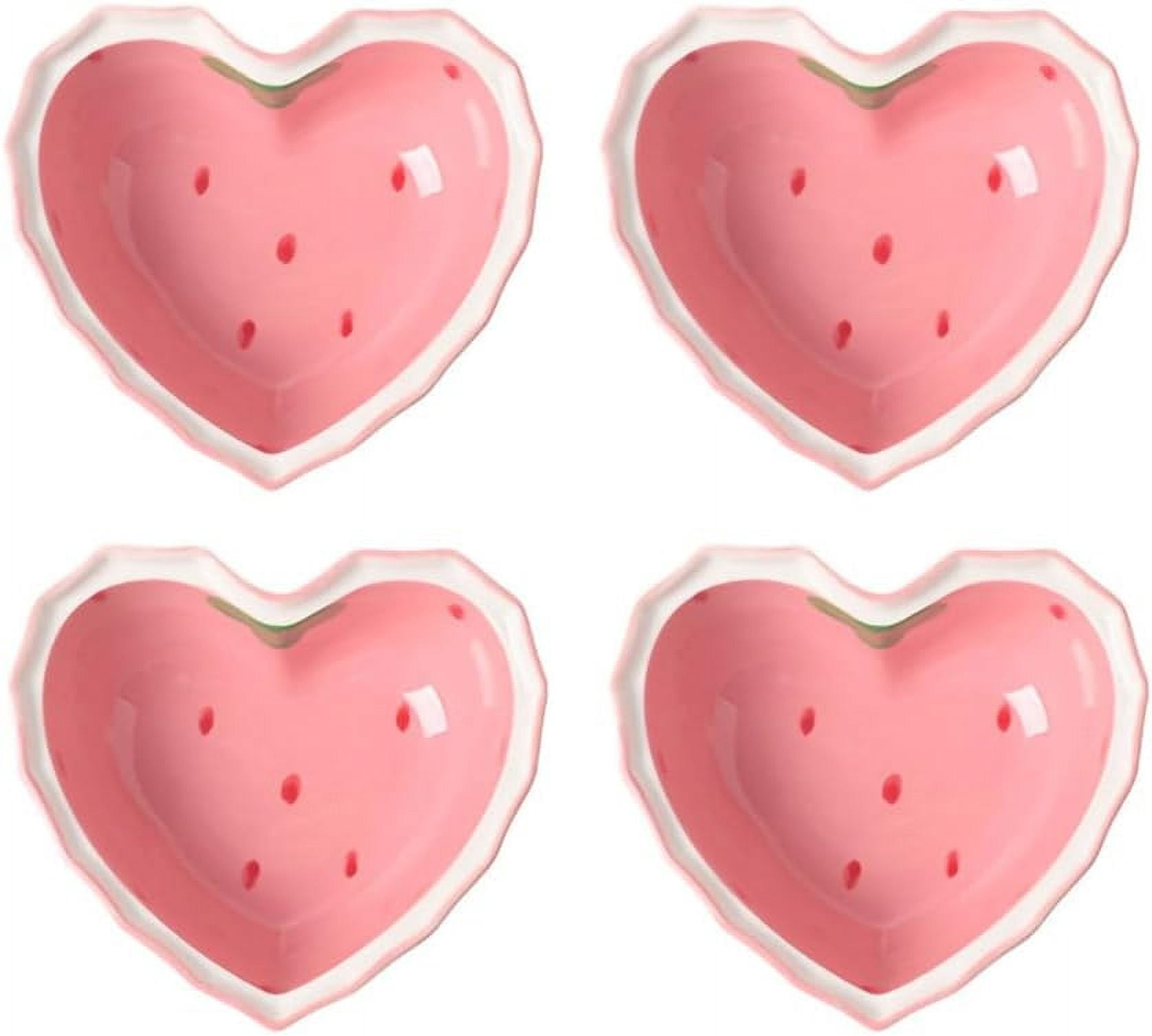 ShengRui Cute Strawberry Heart Shape Porcelain Salad Bowls, Dessert ...