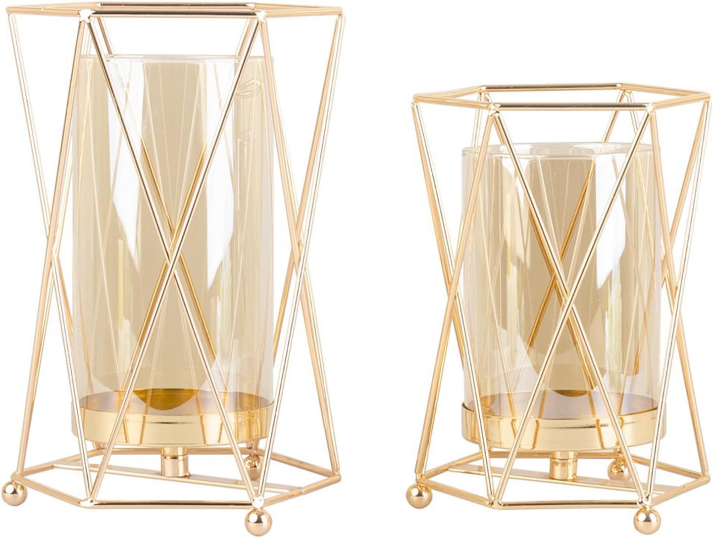 ShengRui Geometric Flower Vase Clear Gold Trim Glass Vase Frame Glass ...