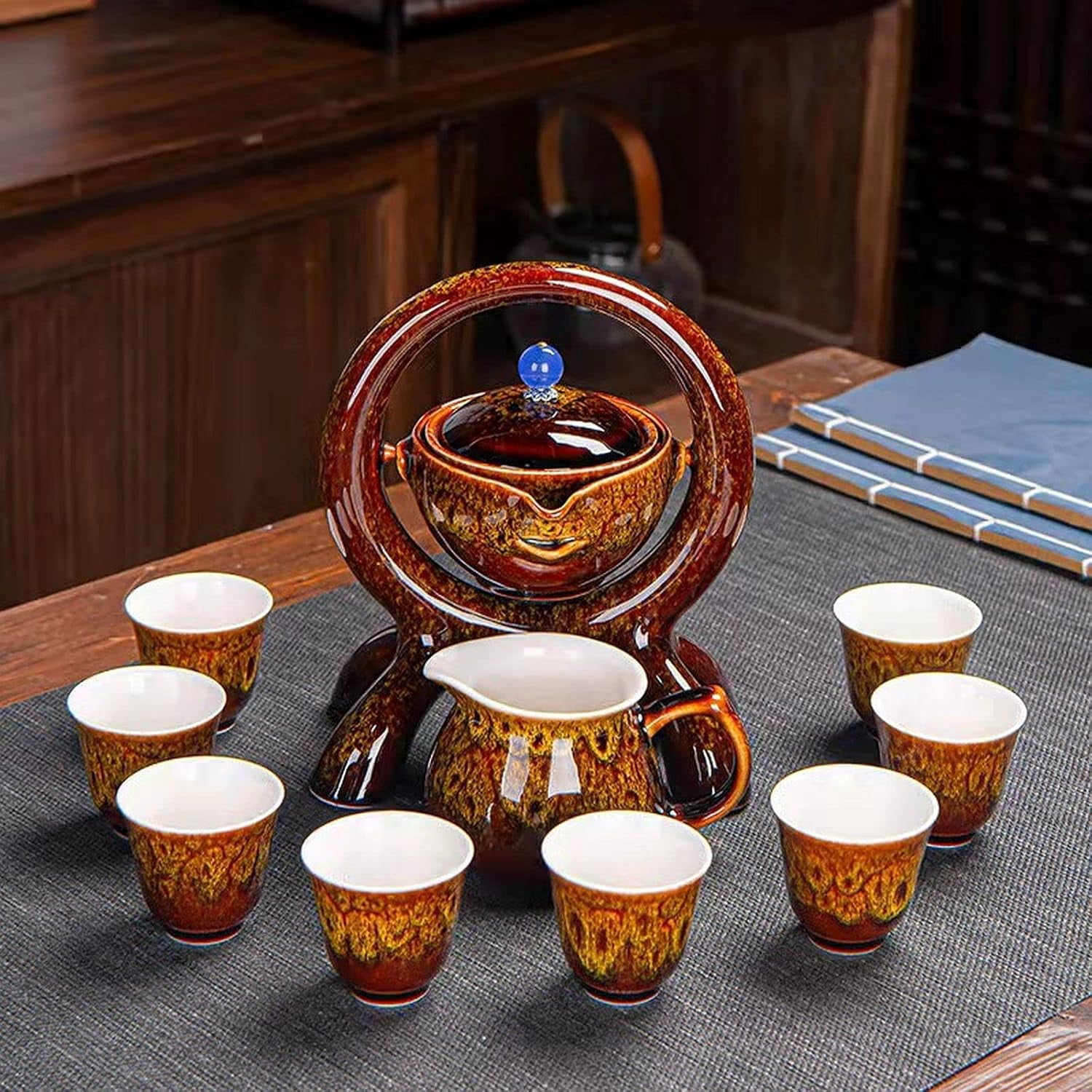 ShengRui High Quality Chinese Tea Set Gift Box, Rotating Kung Fu Tea ...