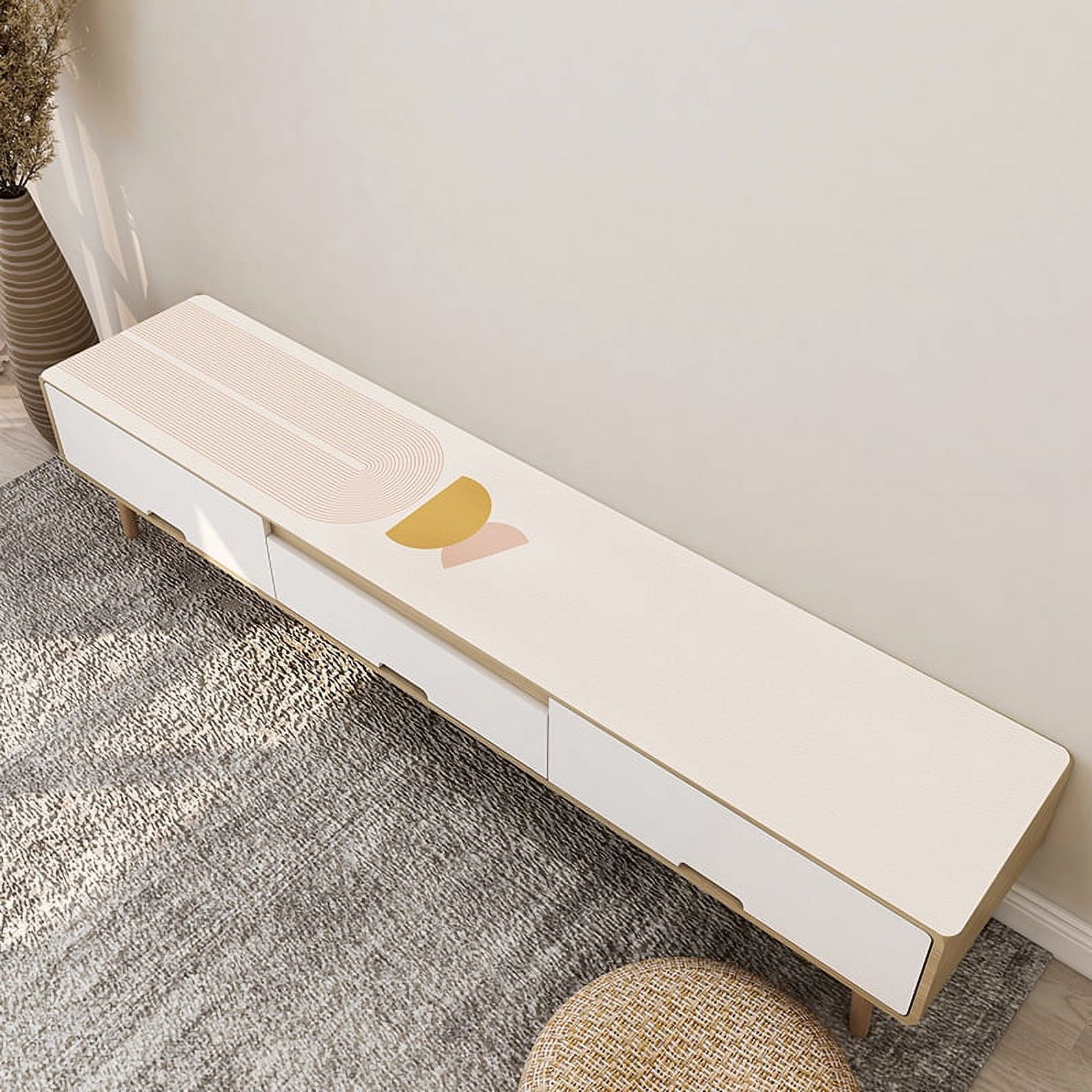 ShengRui Japanese -Style Silent Wind Leather TV Cabinet Covering Oil ...