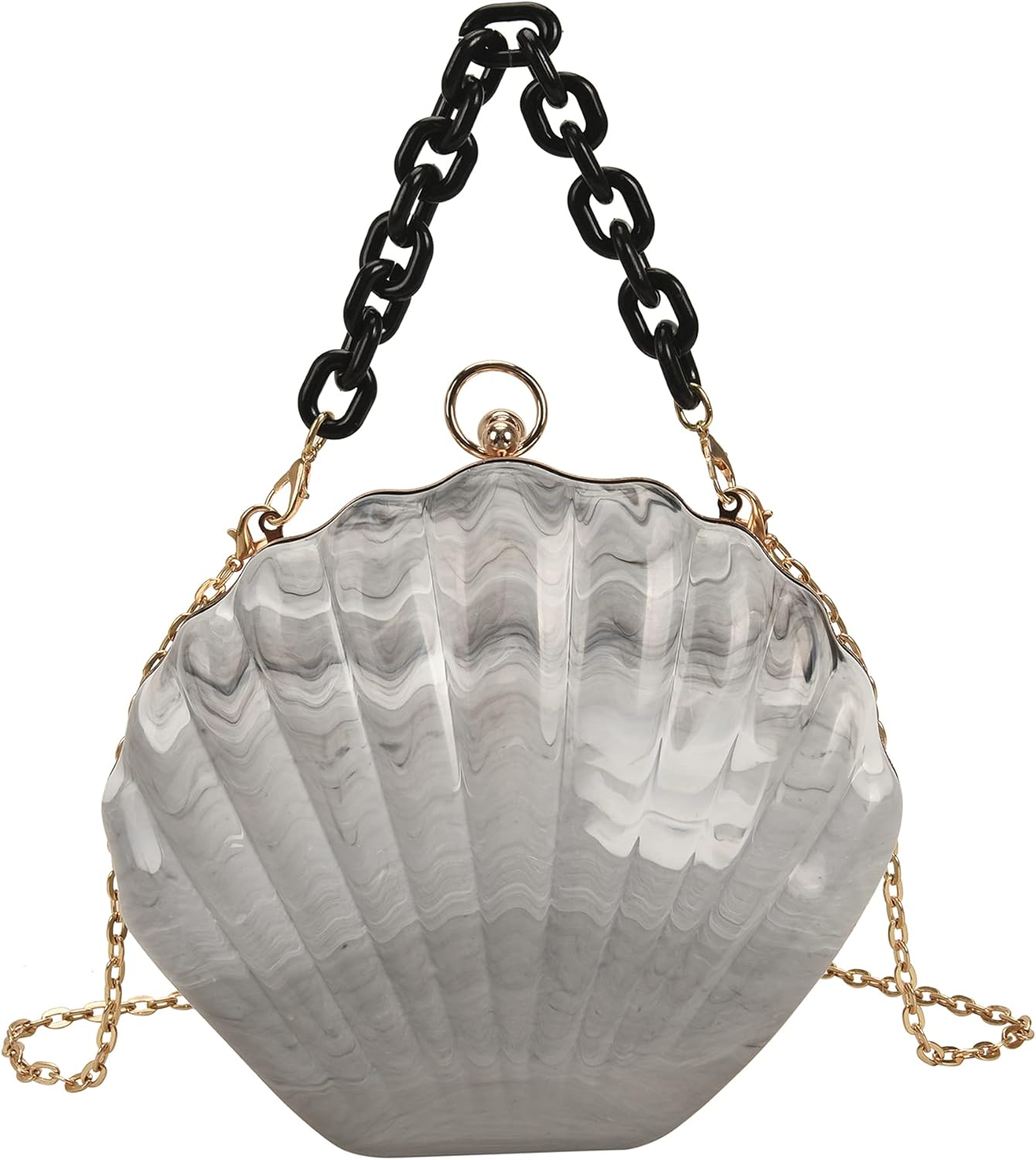 ShengRui Women Mini Seashell Evening Clutch Top-Handle Bag Chain Strap ...