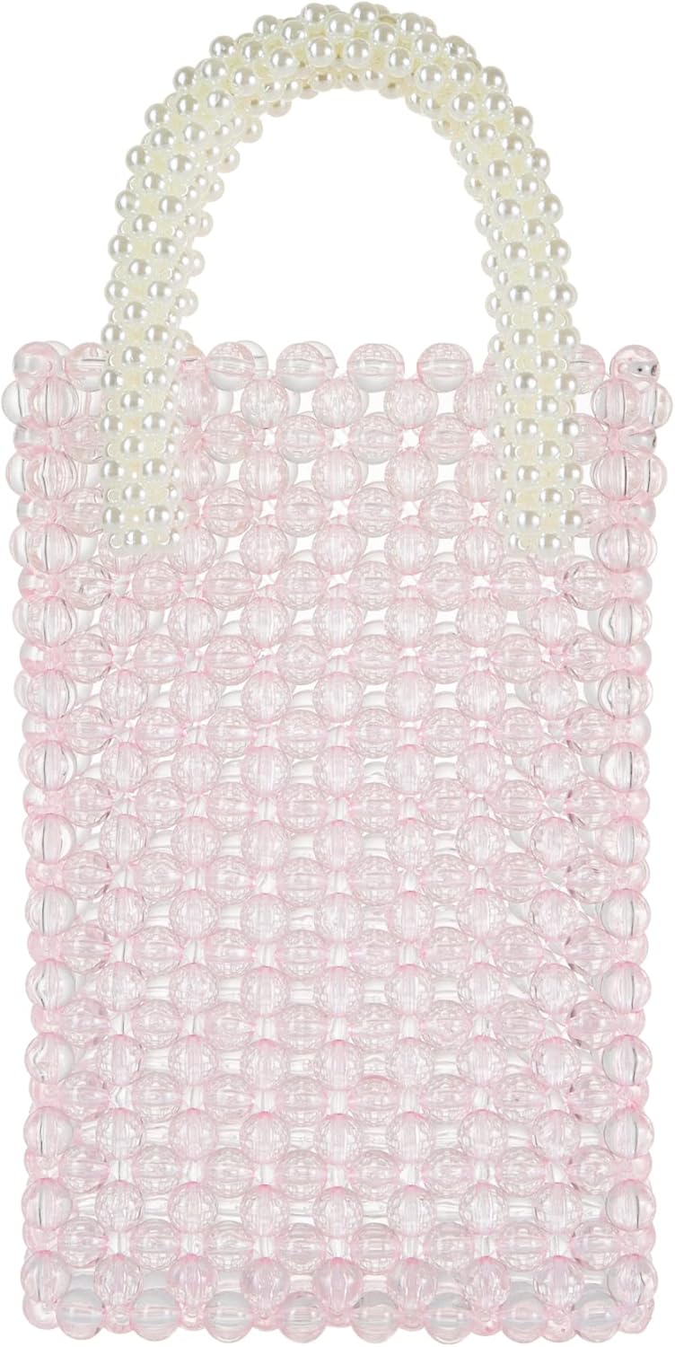 ShengRui Women Transparent Acrylic Beaded Top-Handle Clutch Vertical Evening HandBag for Wedding ...