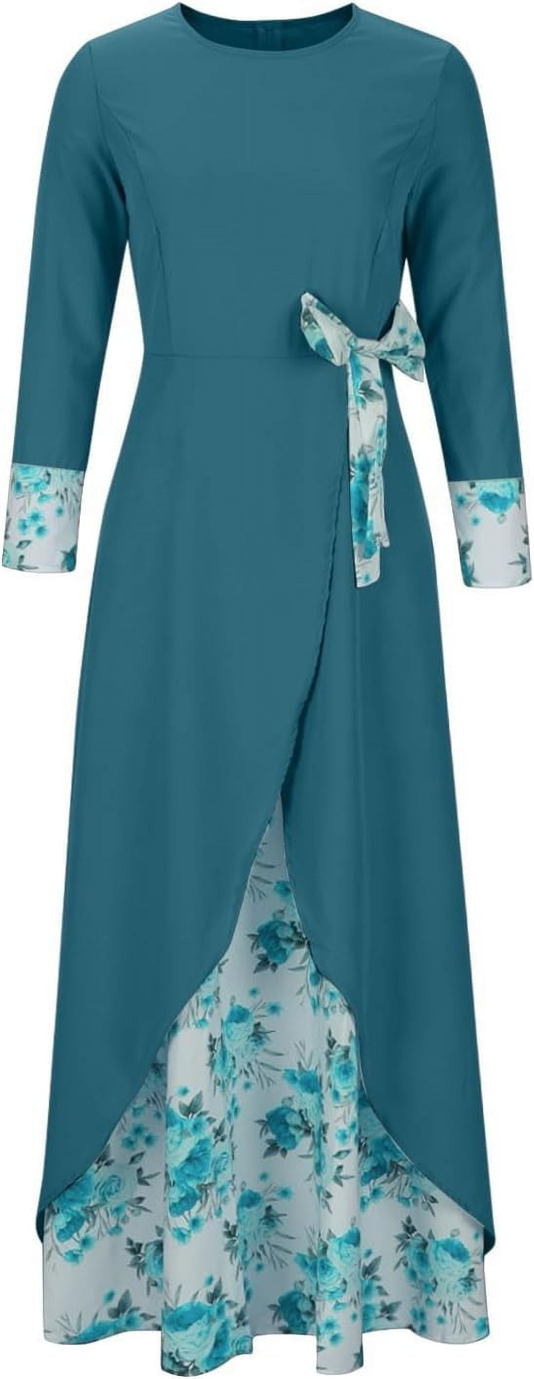 ShengRui Womens Dubai Outfits Flowy Floral Muslim Maxi Dress Long ...