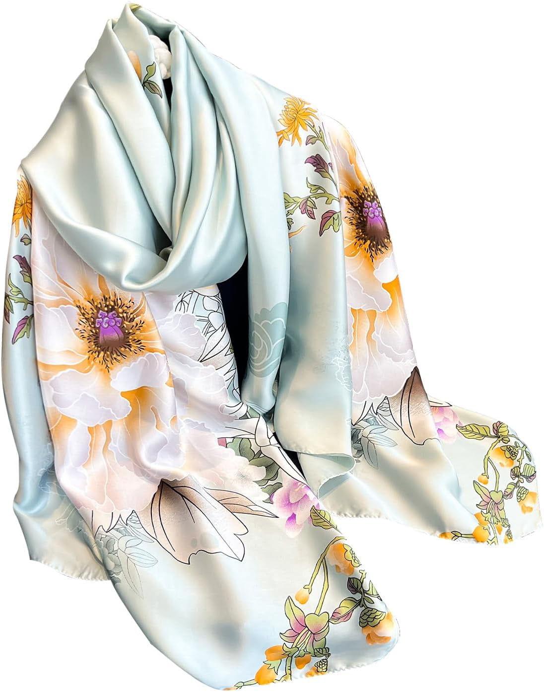 ShengRui Womens Large Mulberry Silk Scarf Long Satin Scarf Fashion ...