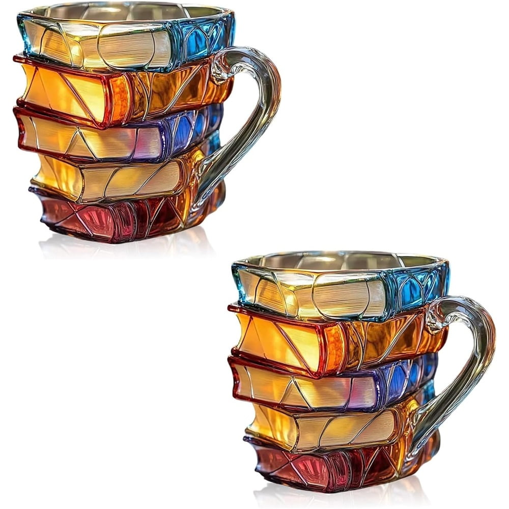 ShengVisions 2025 Newest Painted Book Mug, Unique 3D Stacked Book ...