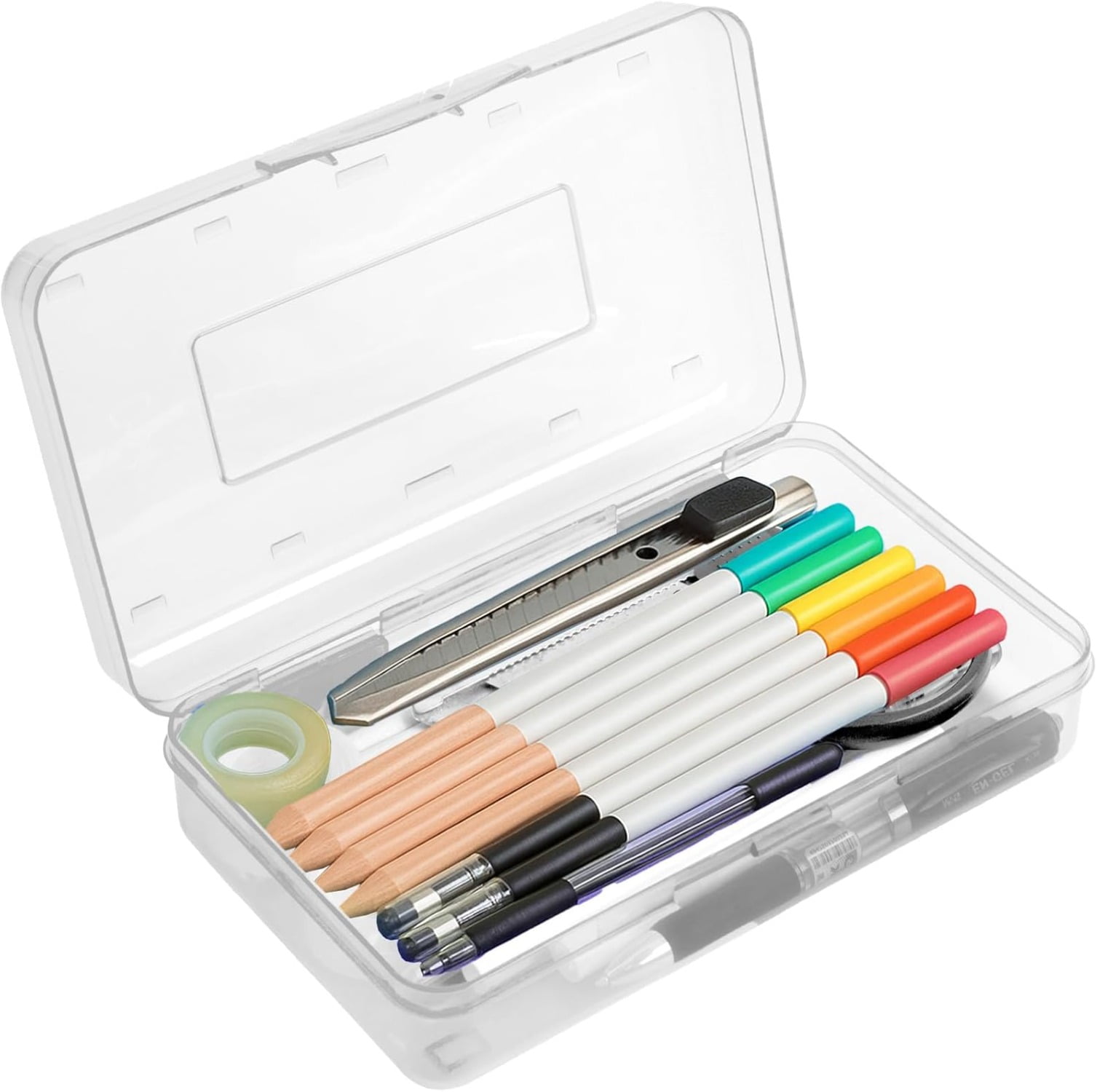 ShengVisions Crystal Clear Pink Pencil Box – Heavy-Duty Plastic ...