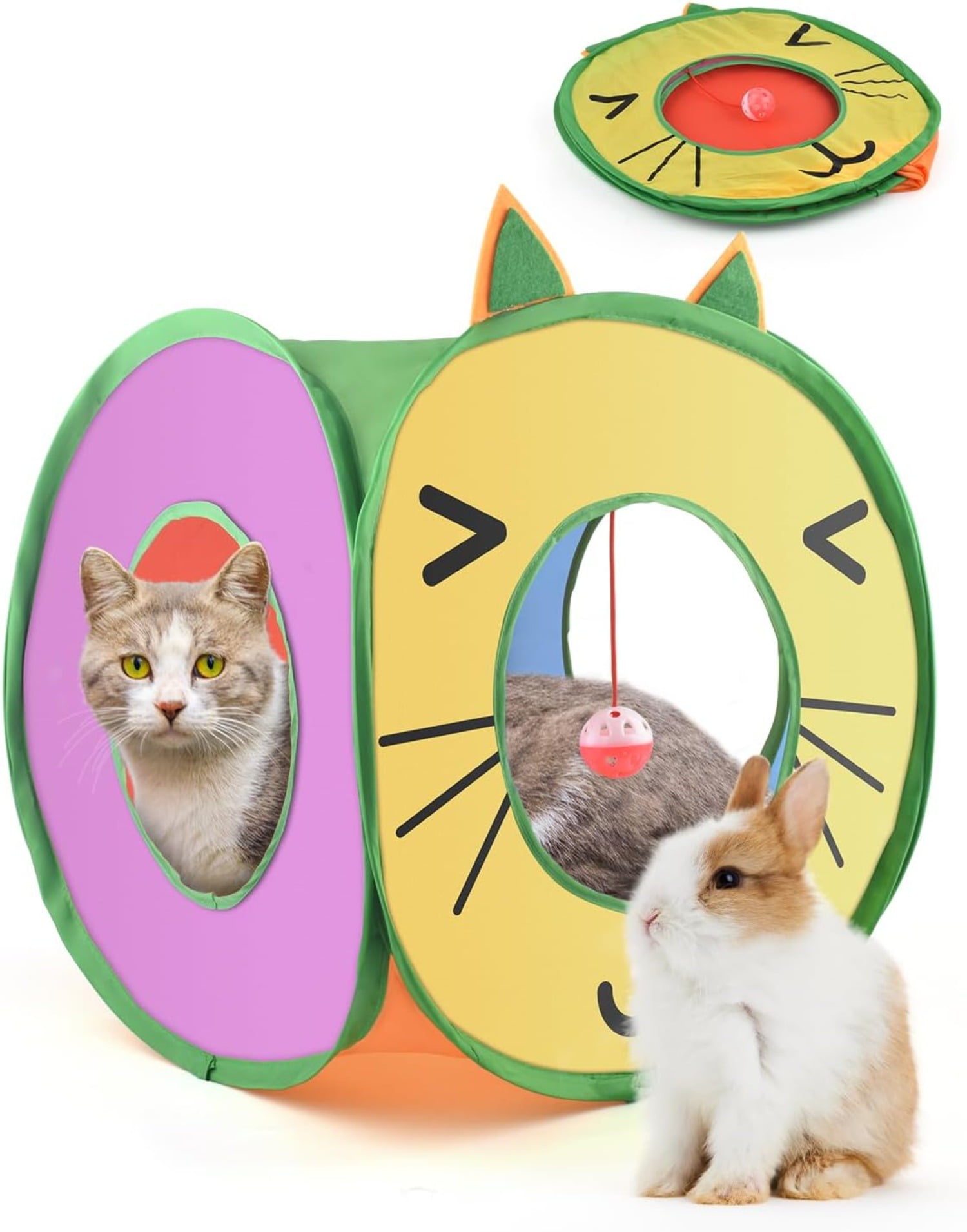 ShengVisions Foldable Cat Cave with Peek Holes - Portable Pop-Up Play ...