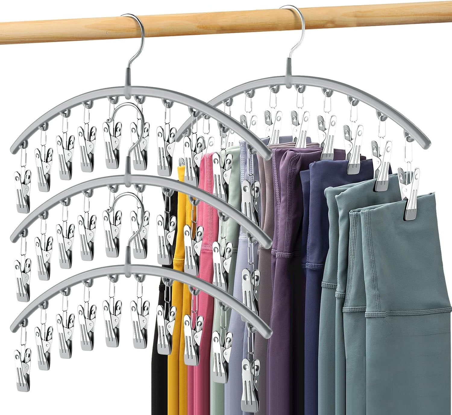 ShengVisions Grey Metal Legging Hangers 2-Pack - Yoga Pants Organizer ...