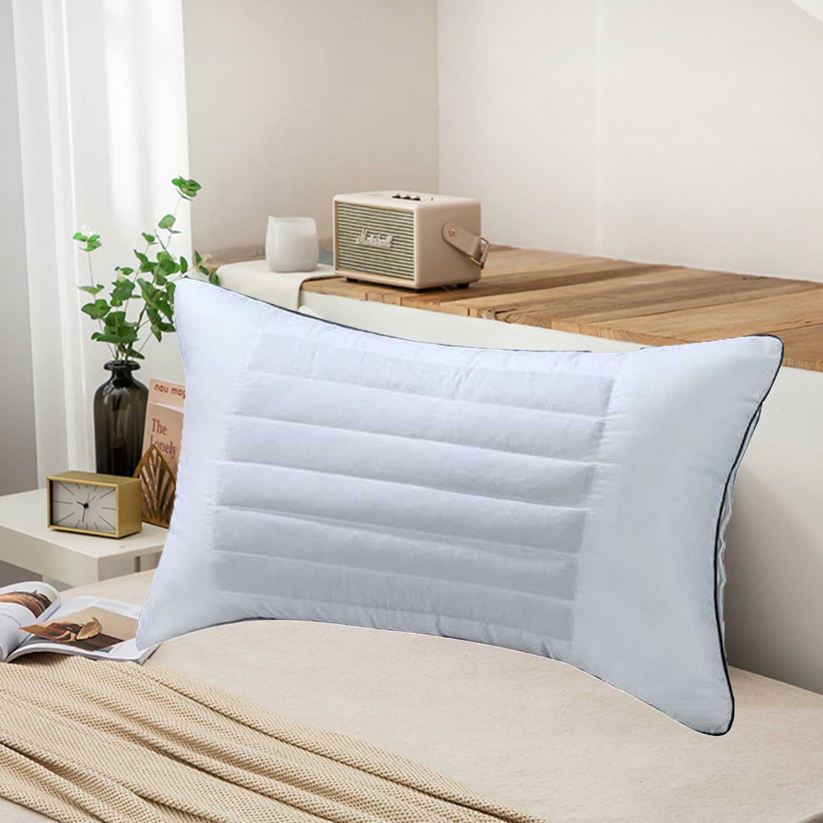ShengapQ Hotel-Grade Down Velvet Pillow, Soft & Supportive, Ideal for Back, Side & Stomach ...