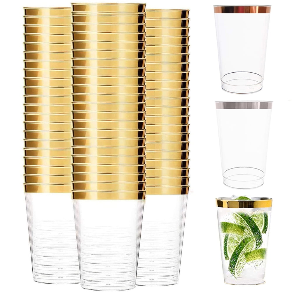 Shenmeida 25Pcs Plastic Cups Tumblers, Clear Fancy Disposable Wedding ...