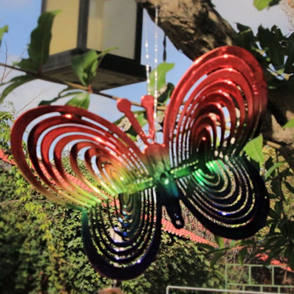 Shenmeida 3D Multicolor Butterfly Wind Spinner Hanging with Gazing Ball ...