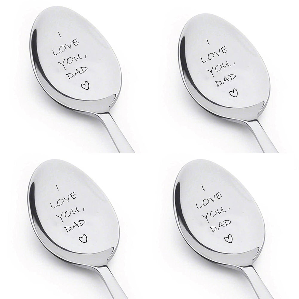 Shenmeida 4Pcs I Love You Dad Engraved Spoon - Dads Ice Cream Spoon ...