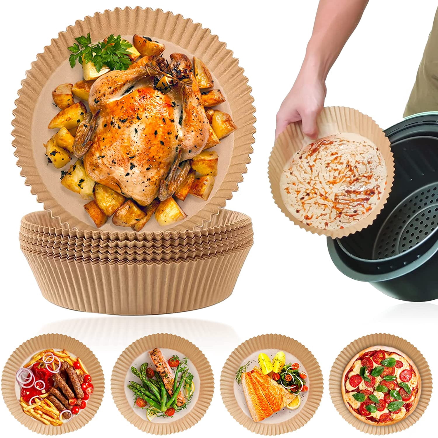 Shenmeida Air Fryer Disposable Paper Liner, 100PCS Non-stick Air Fryer ...