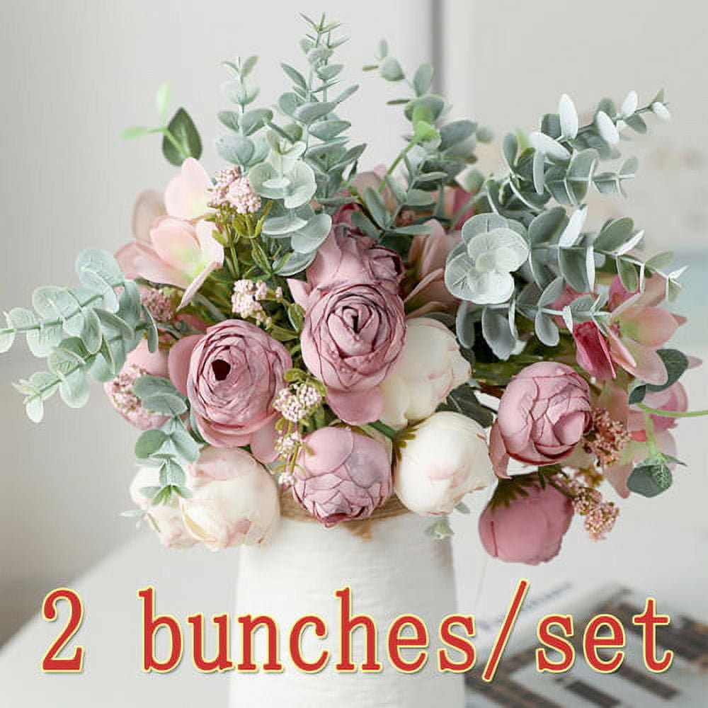 Shenmeida Artificial Flowers Bouquet Mini Rose Wedding Home Office ...