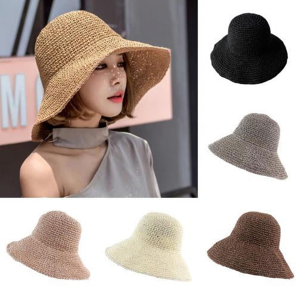 Shenmeida Ladies Summer Sun Hats Women Panama Straw Beach Hats Foldable ...