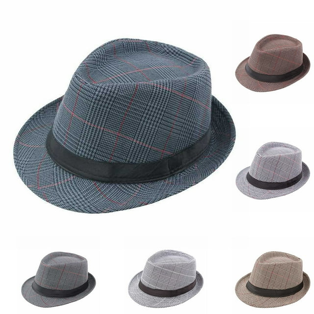 Shenmeida Men's Classic Manhattan Structured Gangster Trilby Fedora Hat ...