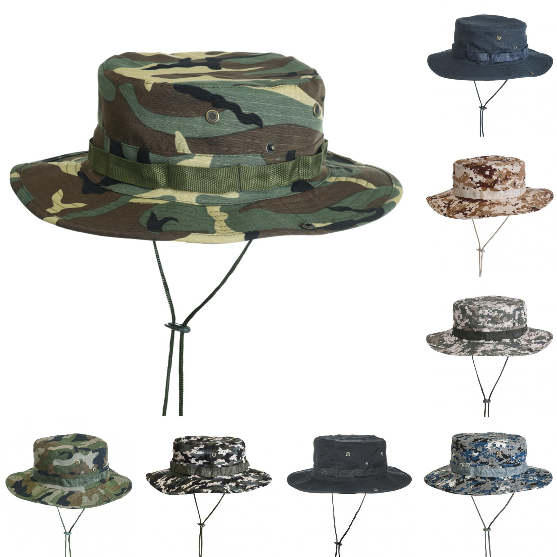 Shenmeida Outdoor Summer Unisex Wide Brim Fasten String Boonie Hat Sun ...