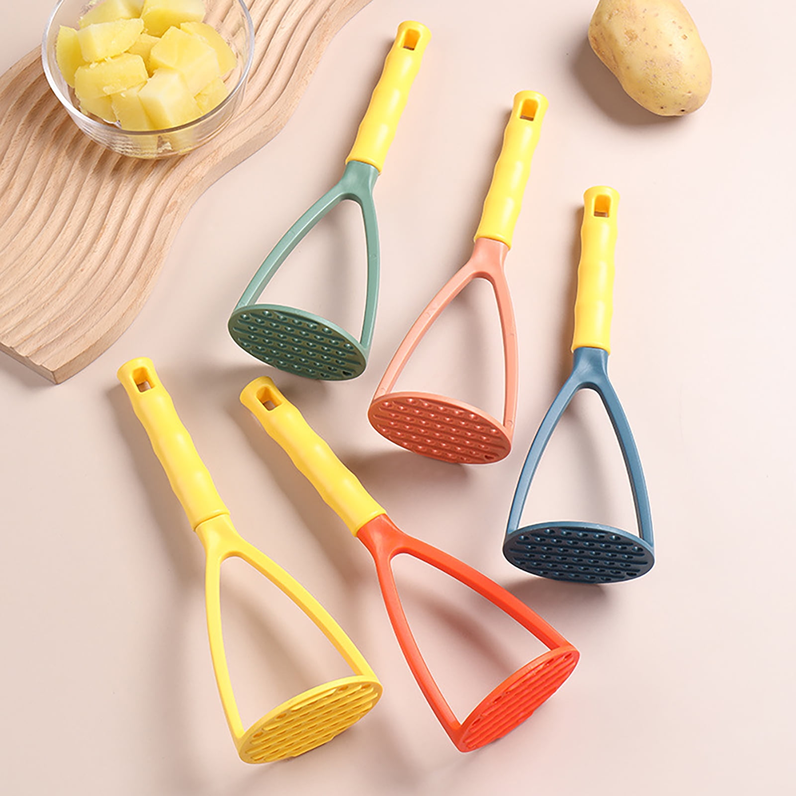 Shenmeida Potato Masher Unique Handle,Non-Stick And Non Scratch Easy To ...