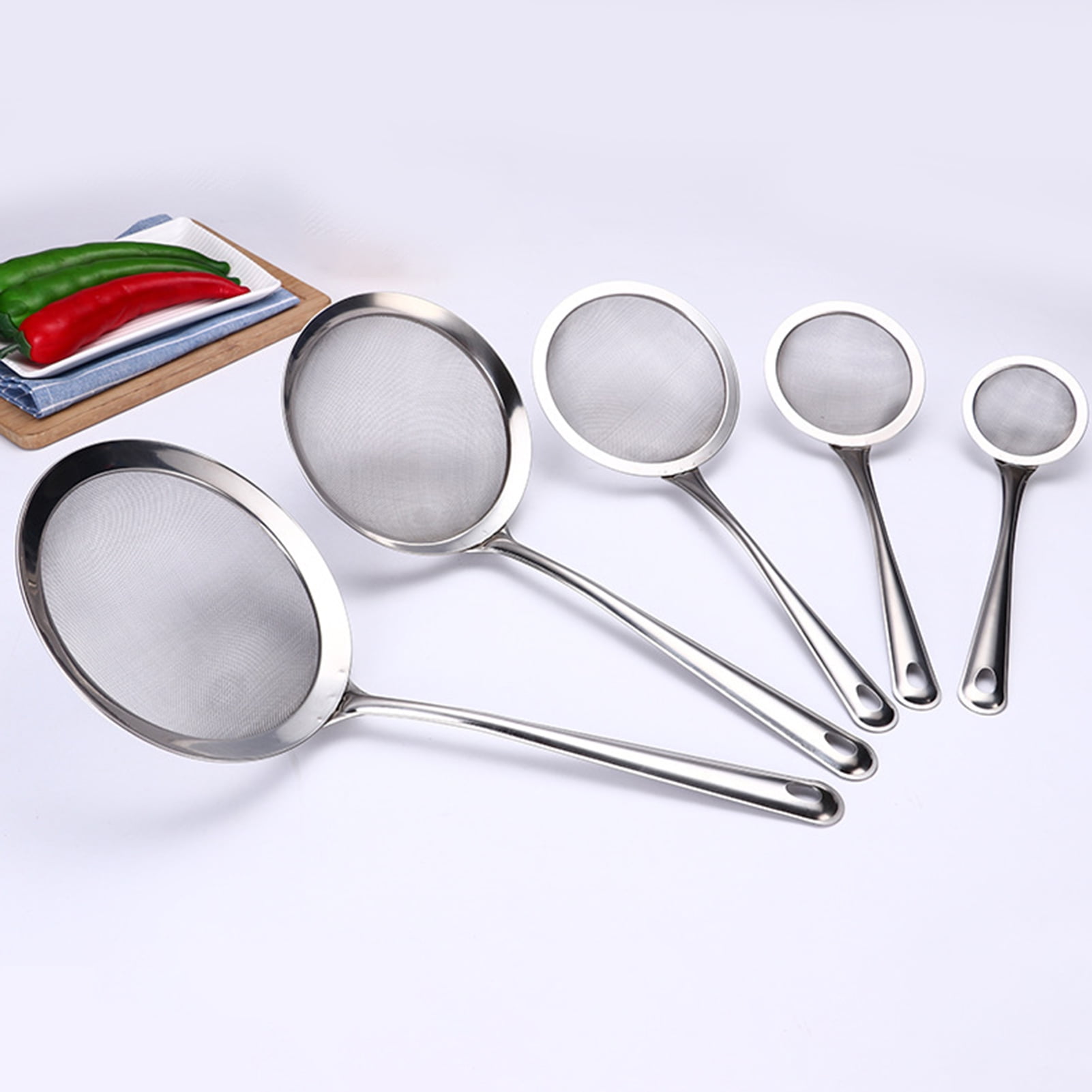 Shenmeida Stainless Steel Skimmer Spoon, Fine Mesh Food Strainer for ...