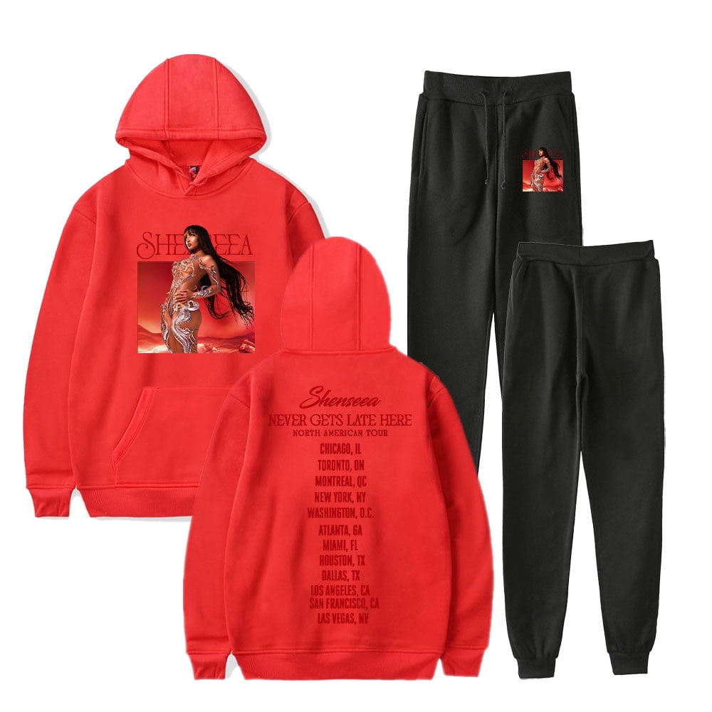 Shenseea Never Gets Late Here Tour Hoodie Suit Fashion 2 Pieces Sets ...