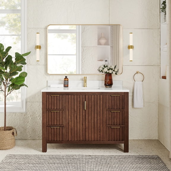 Shenzhen 24" Single Bath Vanity in Aged Natural Oak with Composite ...