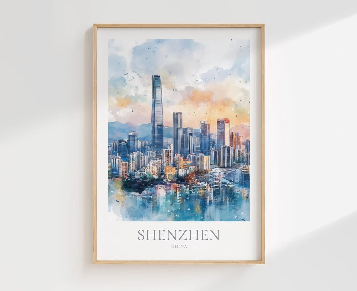 Shenzhen China Wall Art Home Decor Poster Travel Poster, Stretched Size ...