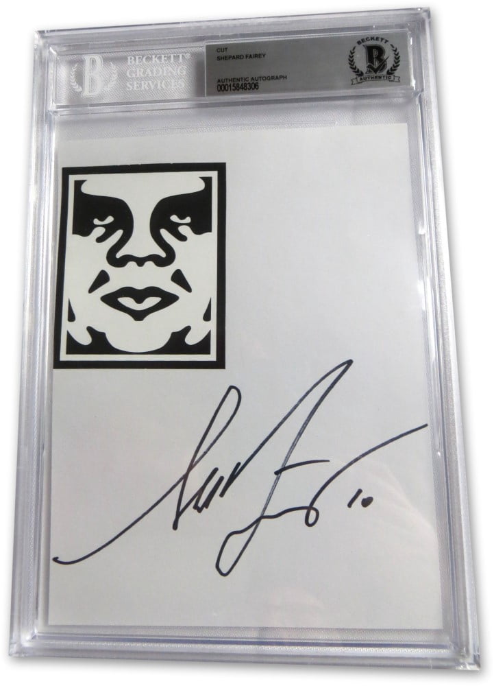 Shepard Fairey Signed Autographed Cut Signature Contemporary Artist BAS ...