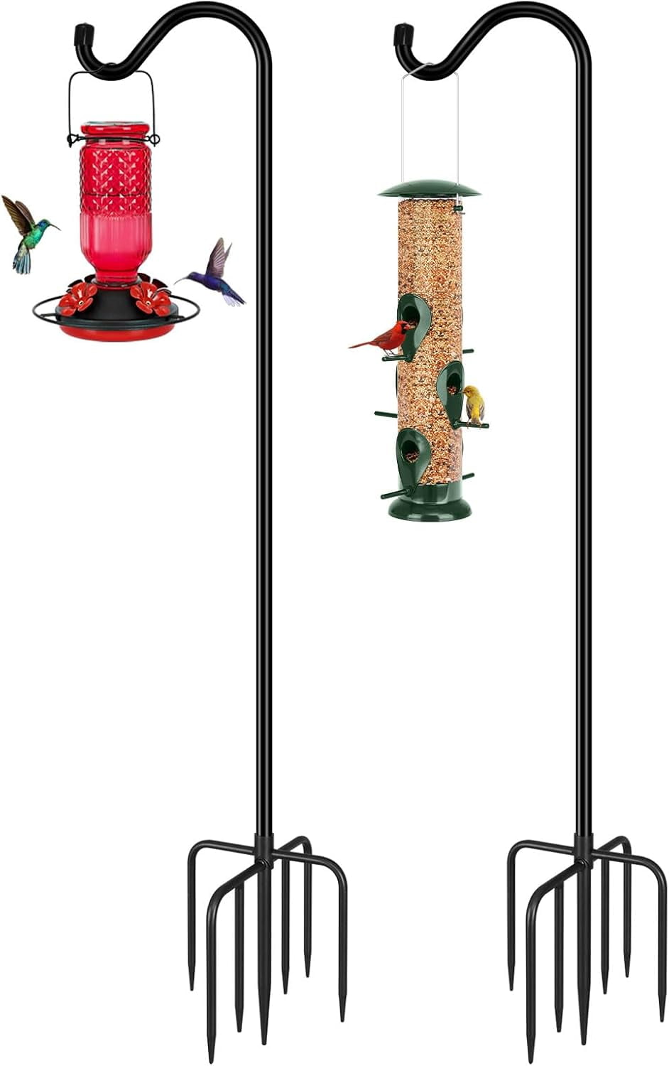 Shepards Hooks for Outdoor Bird Feeder Pole 92 Inch Adjustable Tall ...