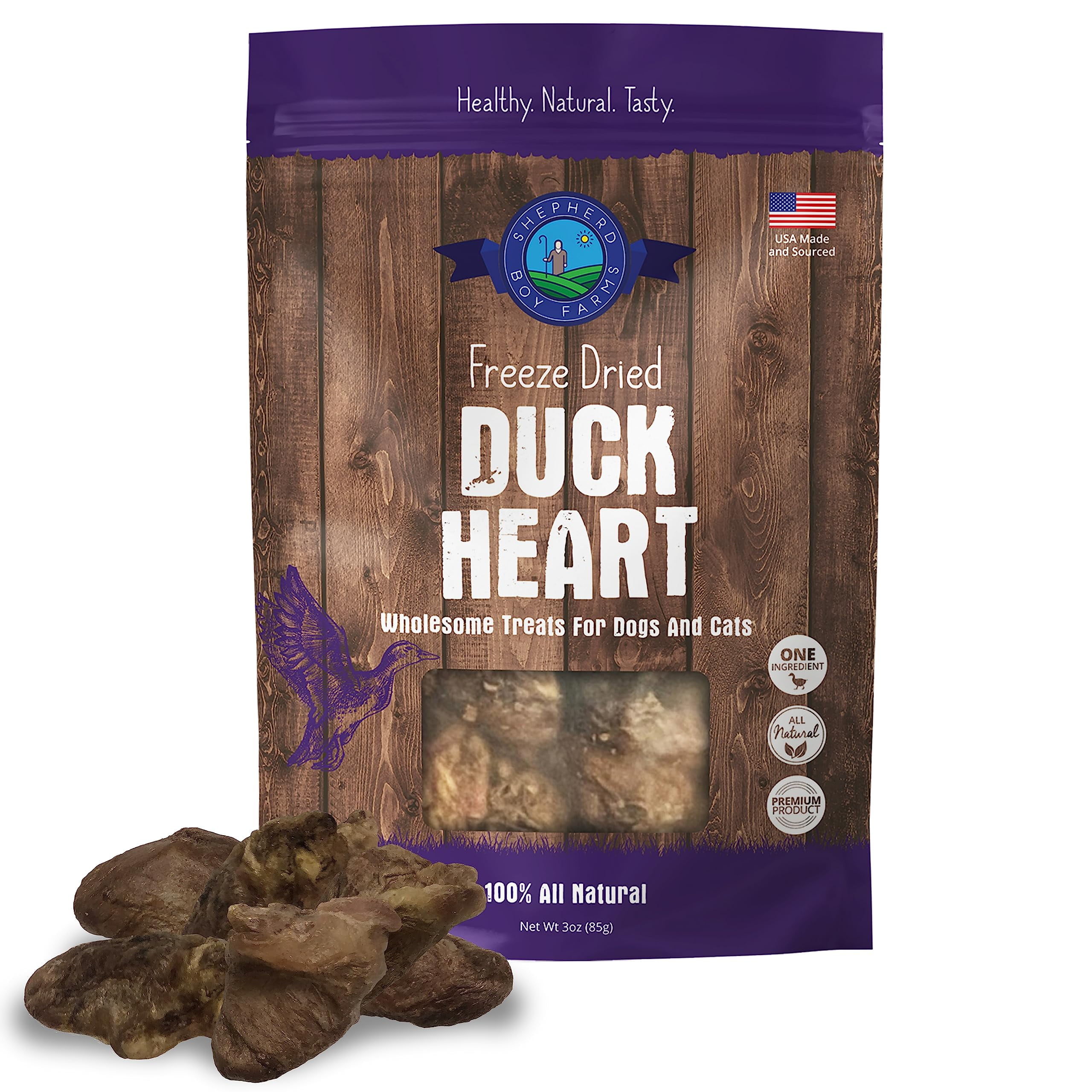 Shepherd Boy Farms Freeze Dried Dog and Cat Treats, Duck Heart, All Natural Freeze-Dried Dog ...