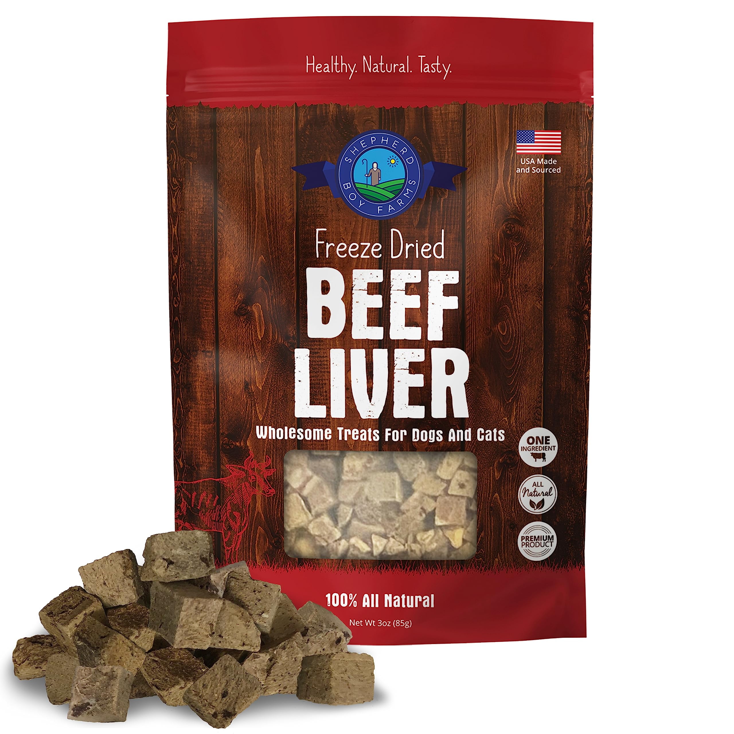 Shepherd Boy Farms Freeze SAF21 Dried Dog and Treats, Beef Liver, All Natural Single Ingredient ...