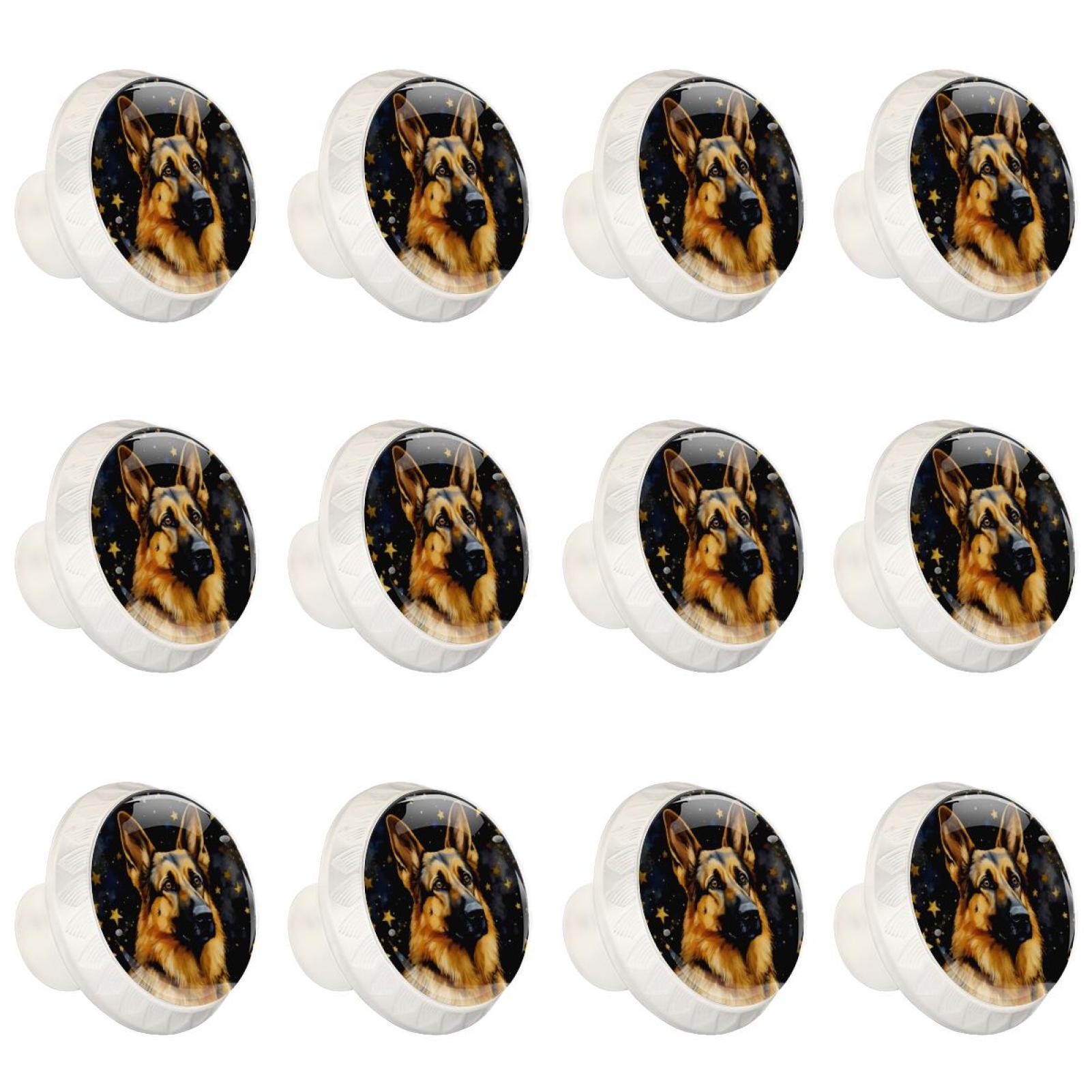 Shepherd Dog Animal 12 Pcs White Round Drawer Pulls with Screws,ABS and ...