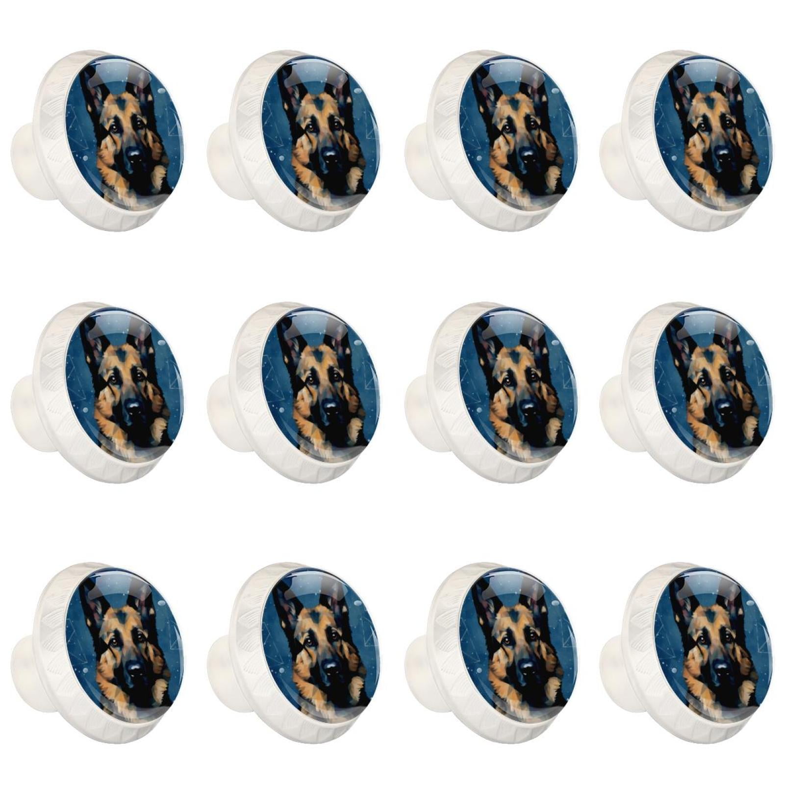 Shepherd Dog Animal 12 Pcs White Round Drawer Pulls with Screws,ABS and ...