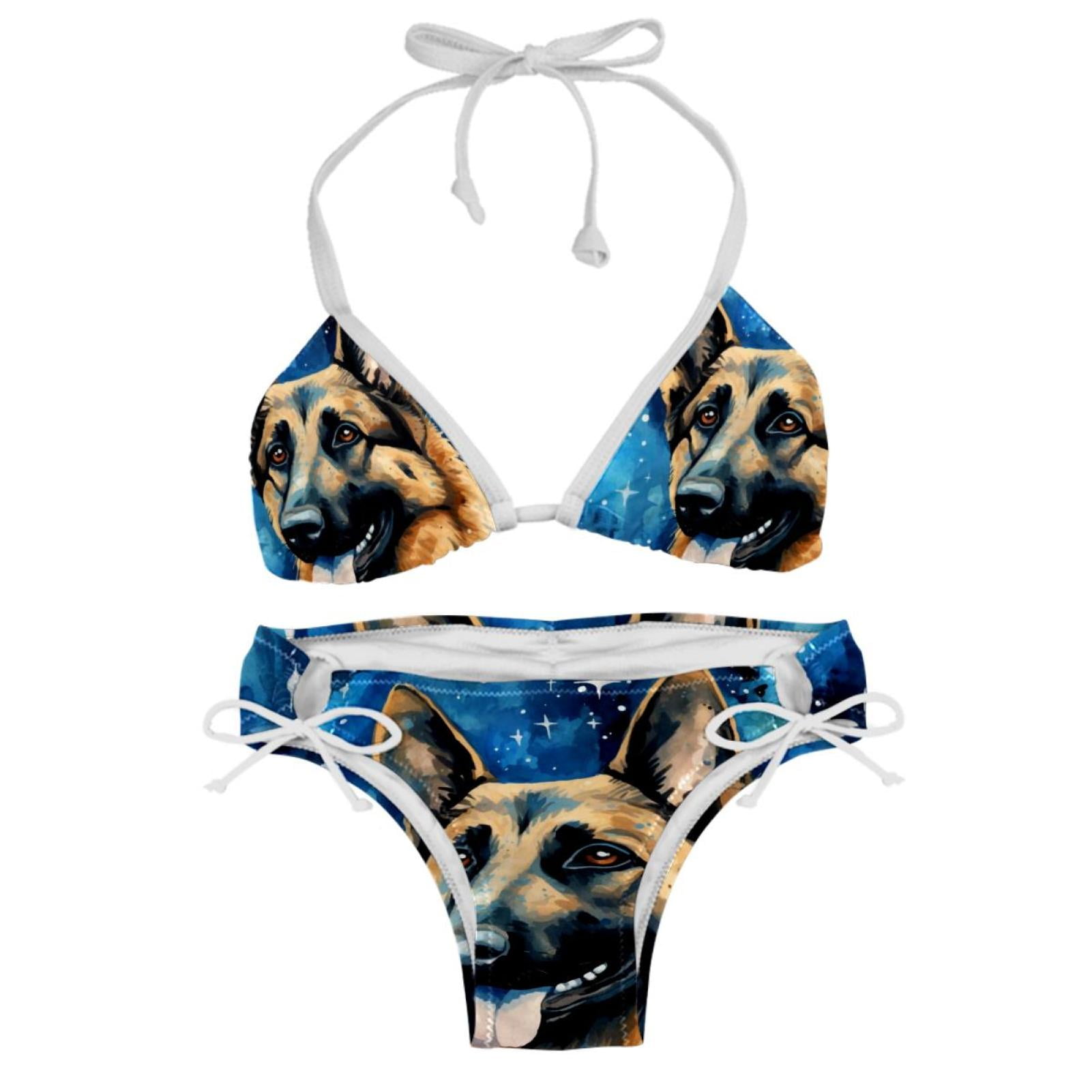 Shepherd Dog Bikini Set with Detachable Sponge & Adjustable Strap, Two ...