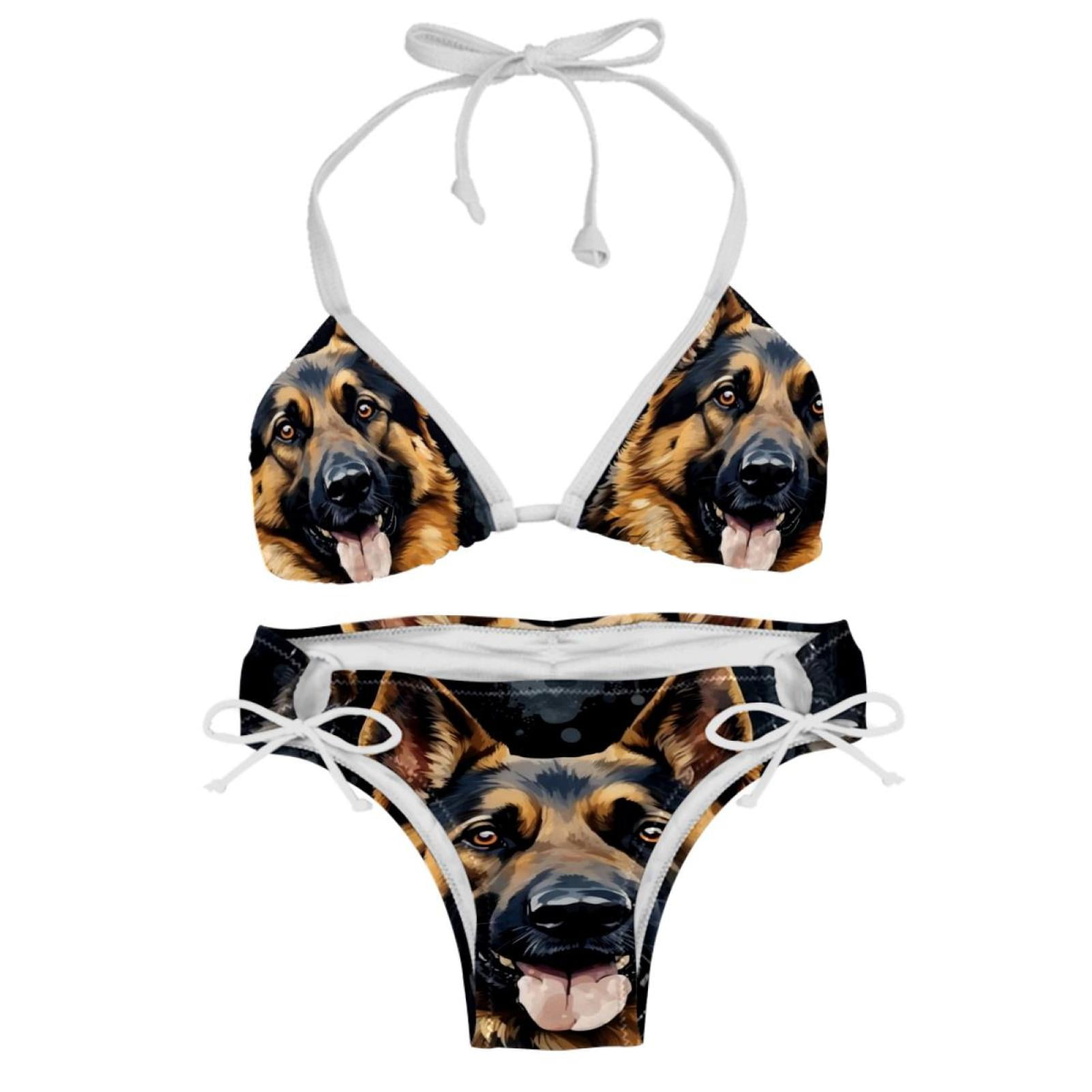 Shepherd Dog Bikini Set with Detachable Sponge & Adjustable Strap, Two ...