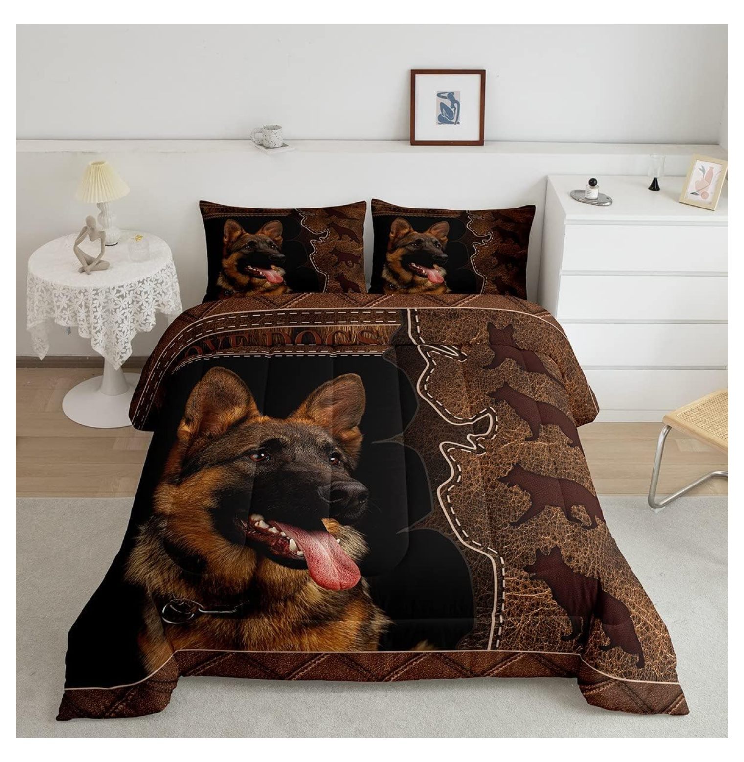 Shepherd Dog Comforter Set King Size Kids Boys Family Pet Doggy Theme ...